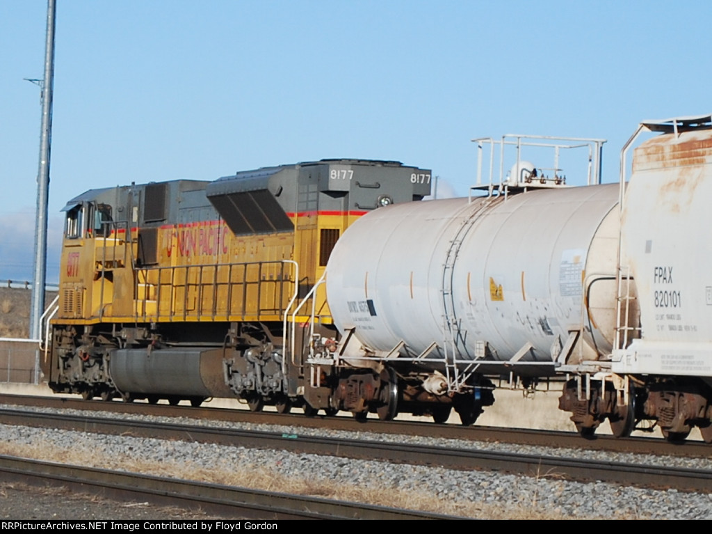 UP 8177 is DPU on east bound UP freight